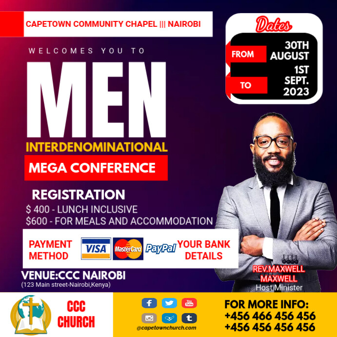 men interdenominational mega conference flyer Template | PosterMyWall
