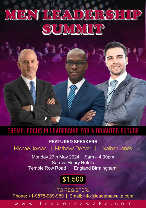 Men leadership summit event flyer poster Template | PosterMyWall