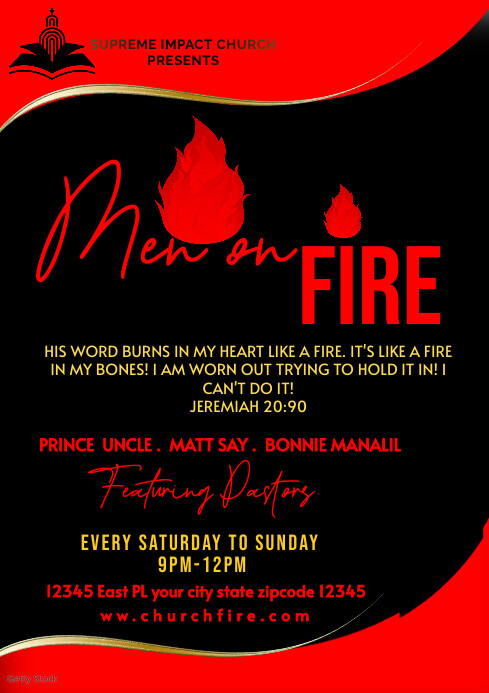 Men on fire Church Flyer Template | PosterMyWall