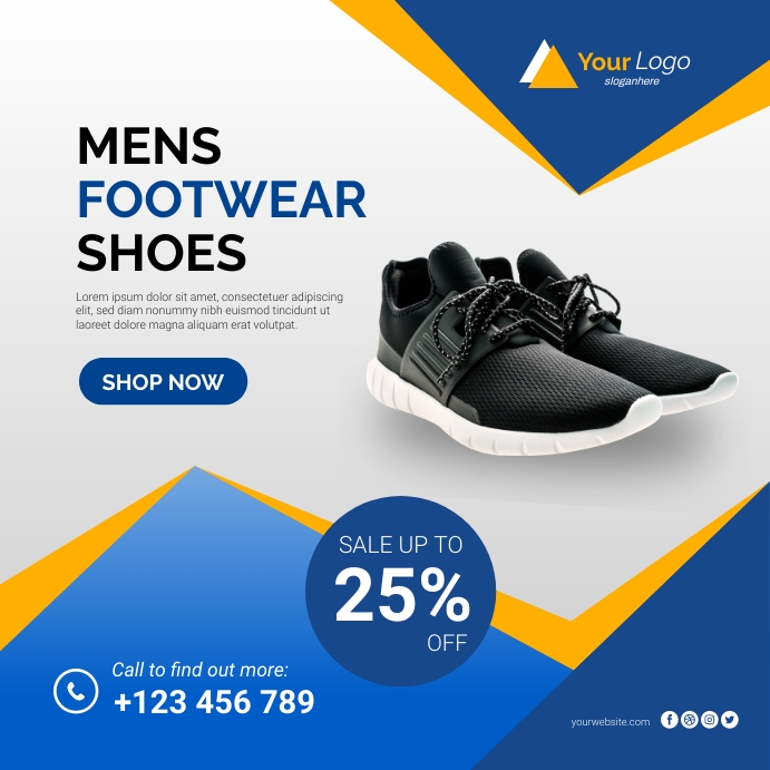 Mens Footwear Shoes Sale Poster Template | PosterMyWall
