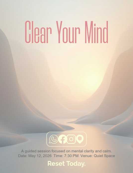 Mental Wellness Flyer Template for Mind Reset | PosterMyWall