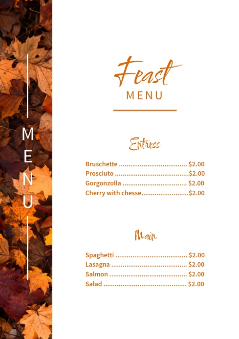 Menu a2 Template | PosterMyWall