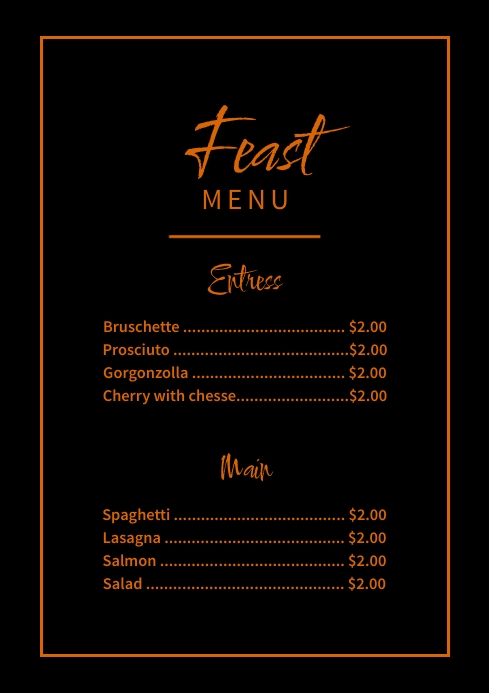 Menu A4 Template | PosterMyWall