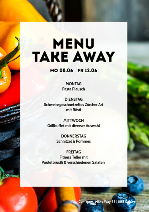 Menu Card Template Design Vegetables Din Rest | PosterMyWall