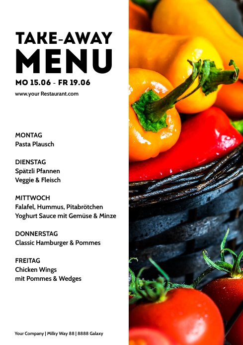 Copy of Menu Card Weekly Meals Restaurant Take Away | PosterMyWall
