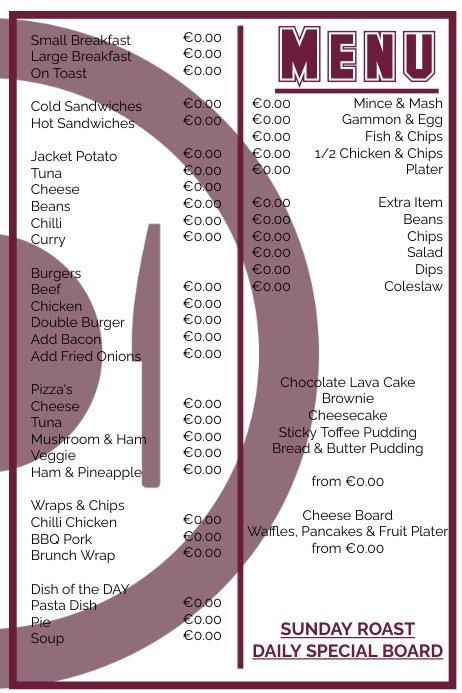 Menu Template | PosterMyWall