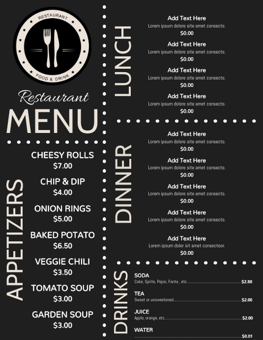 Menu Templat | PosterMyWall