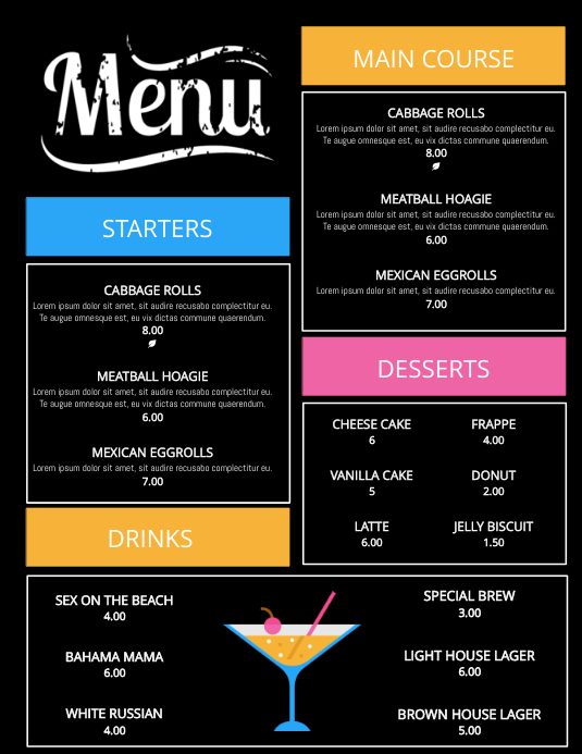 Copy of menu | PosterMyWall