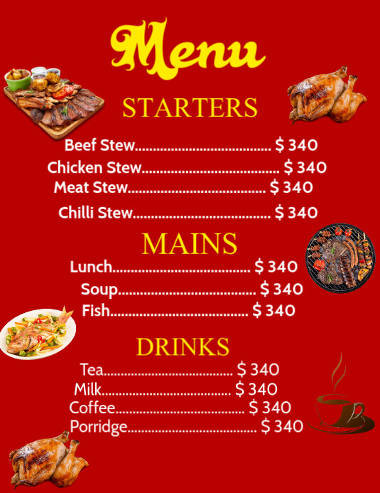 Copy of menu flyer template (1) | PosterMyWall