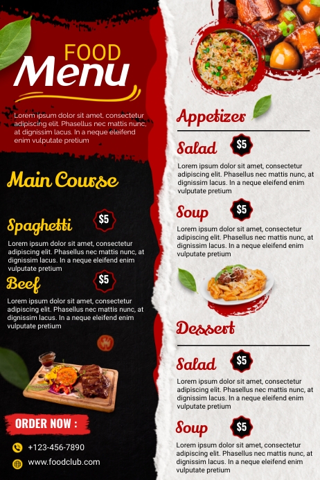 Menu flyer template | PosterMyWall