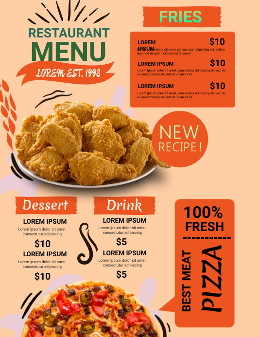 Menu flyer template | PosterMyWall