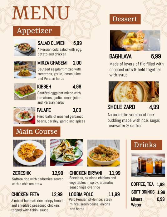 Menu flyer template | PosterMyWall