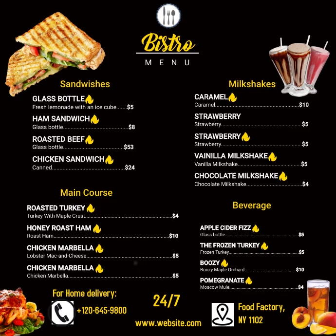 Plantilla de Menú de para el Restaurantes | PosterMyWall