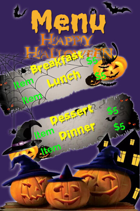 Menu Halloween Template | PosterMyWall