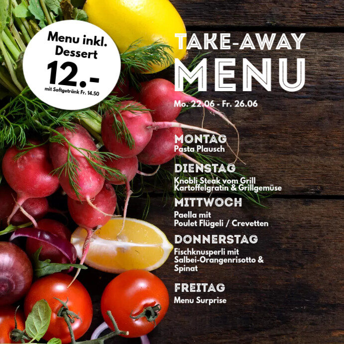 Copy of Menu Plan weekly Meals Restaurant Cantine ad | PosterMyWall