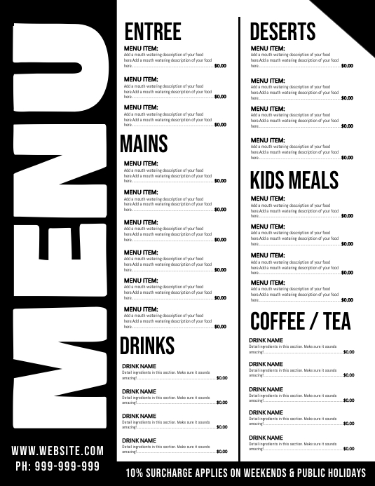 Copy of Menu Poster | PosterMyWall