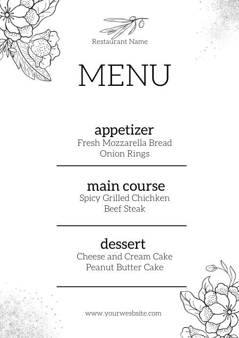 menu restaurant wedding Template | PosterMyWall