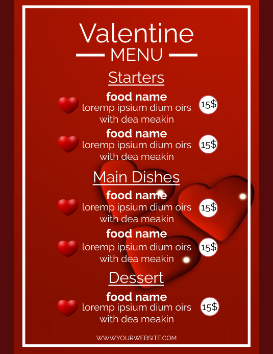 menu saint valentin Template | PosterMyWall