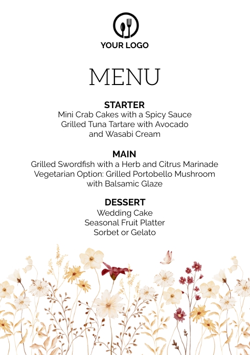 Copy of menu simple black white | PosterMyWall