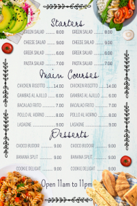 Italian Mediterranean Restaurant Menu Template | PosterMyWall