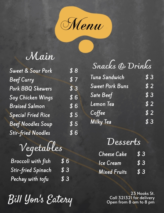 menu template | PosterMyWall