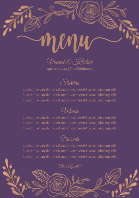 Modèle Menu Template | PosterMyWall