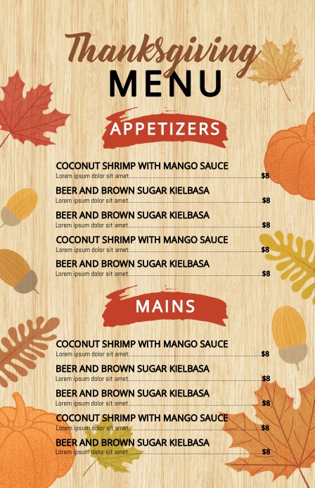 Thanksgiving Menu Template | PosterMyWall