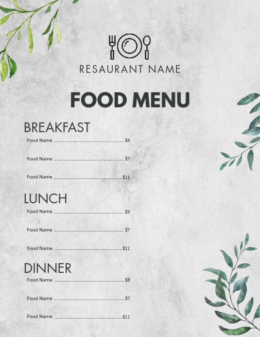 MENU TEMPLATE.R | PosterMyWall