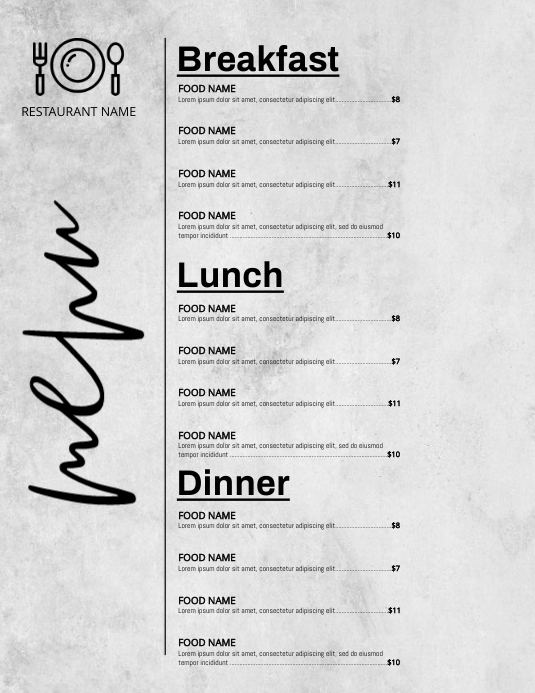 MENU TEMPLATE.R | PosterMyWall