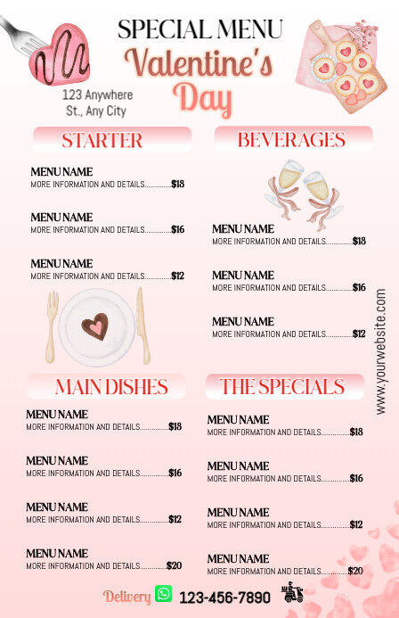 Menu Valentines Day Template | PosterMyWall