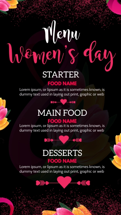 Menu Women's Day Template | PosterMyWall