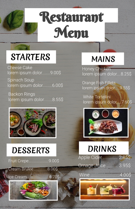 Menus Template | PosterMyWall