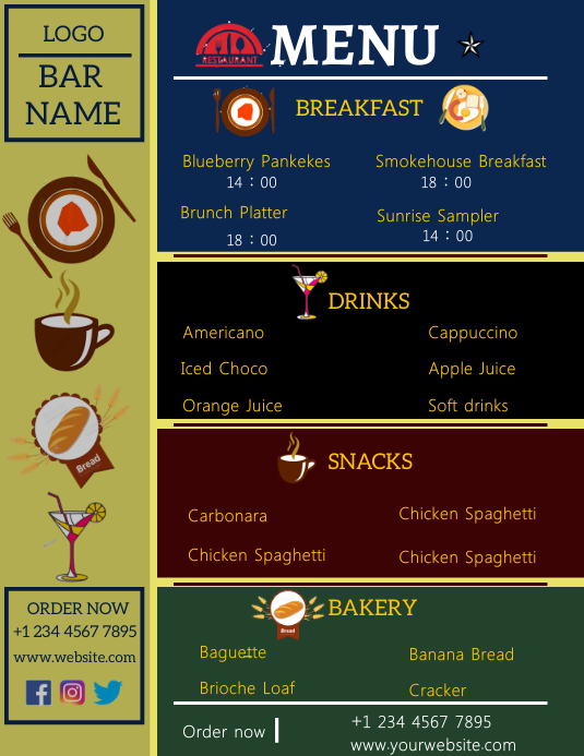 Menu Brosur Templat Flyer Restoran | PosterMyWall