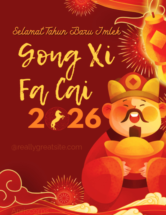 Merah Chinese New Year Pamflet Template | PosterMyWall