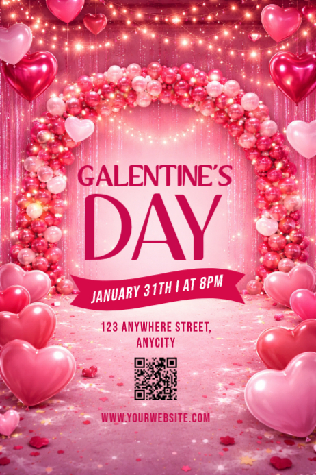 Merah Galentine's Day Celebration Poster Template | PosterMyWall