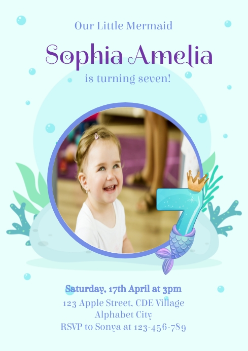 Mermaid Birthday Invitation Template | PosterMyWall
