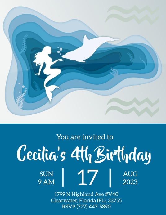 mermaid birthday party invitation Template | PosterMyWall