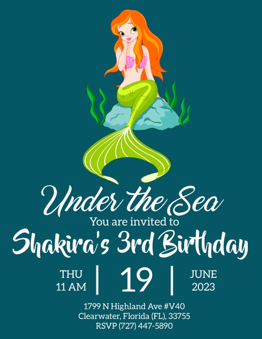 mermaid birthday party invitation Template | PosterMyWall