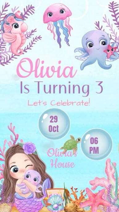 mermaid invitation Template | PosterMyWall