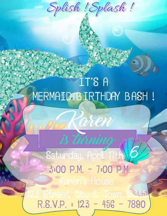 Mermaid party Template | PosterMyWall