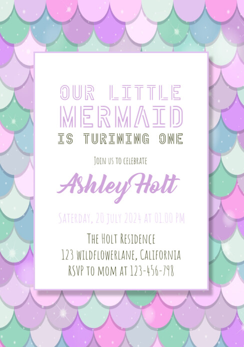 mermaid scale birthday invitation Template | PosterMyWall