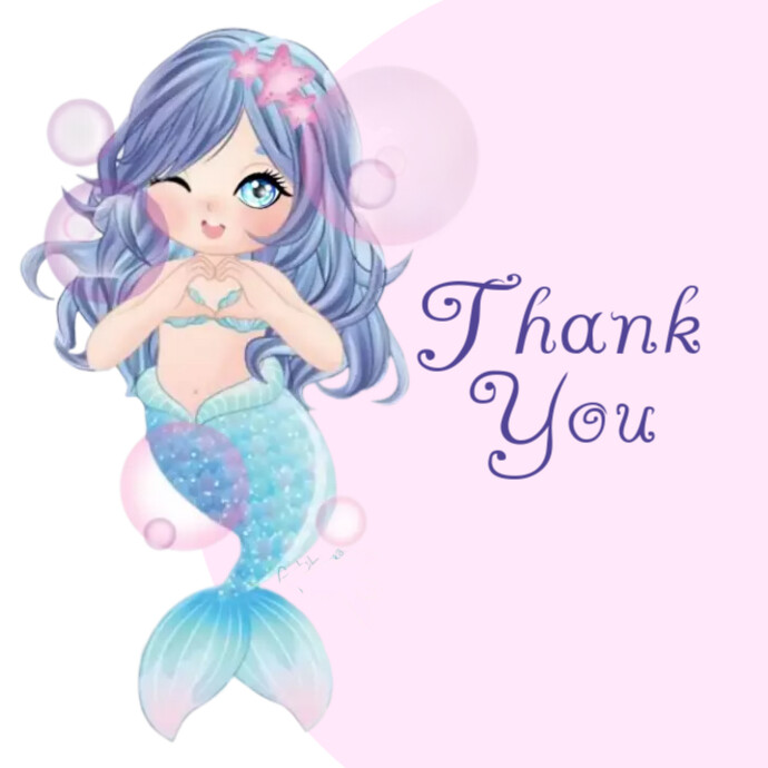 Mermaid Thank You Card GM612 Template | PosterMyWall
