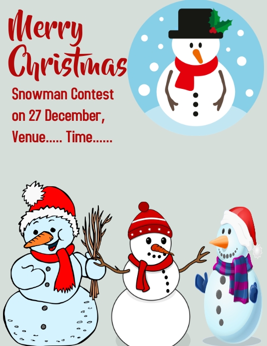 Merry Christmas, snowman contest Template | PosterMyWall