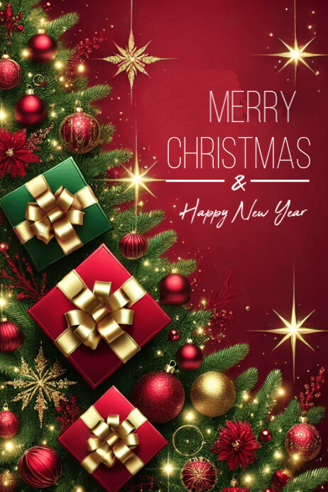 Merry Christmas & New Year Poster Template | PosterMyWall