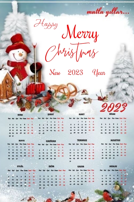 Merry Christmas 2023 year calendar Template | PosterMyWall