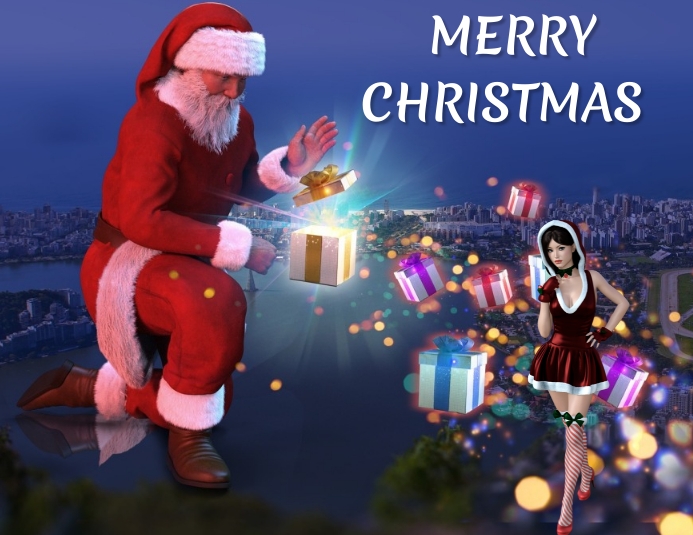 merry christmas 3d template wishing | PosterMyWall