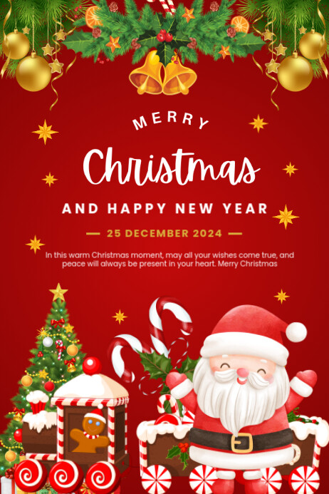 MERRY CHRISTMAS AND HAPPY NEW YEAR 2024 2025 Template | PosterMyWall