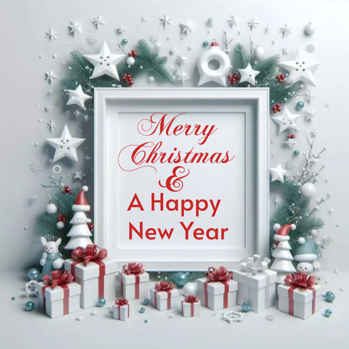 Plantilla de Merry Christmas and Happy New year design tem | PosterMyWall