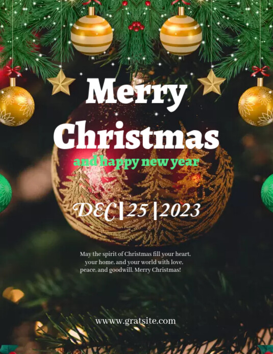 merry christmas and happy new year flyer 2023 Template | PosterMyWall