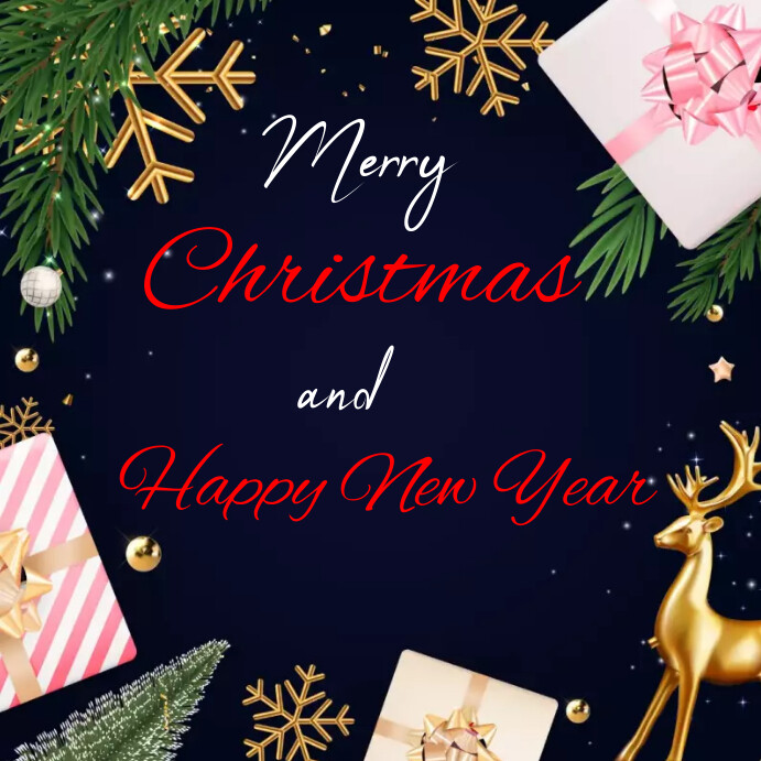 Merry Christmas and Happy New Year Post Templat | PosterMyWall